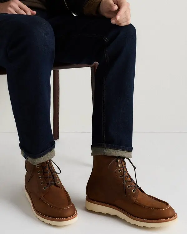 Quince Crafted Leather Moc Toe Boot - Whiskey