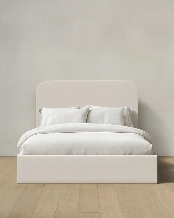 Quince Curved Bed In Performance Linen - Ivory