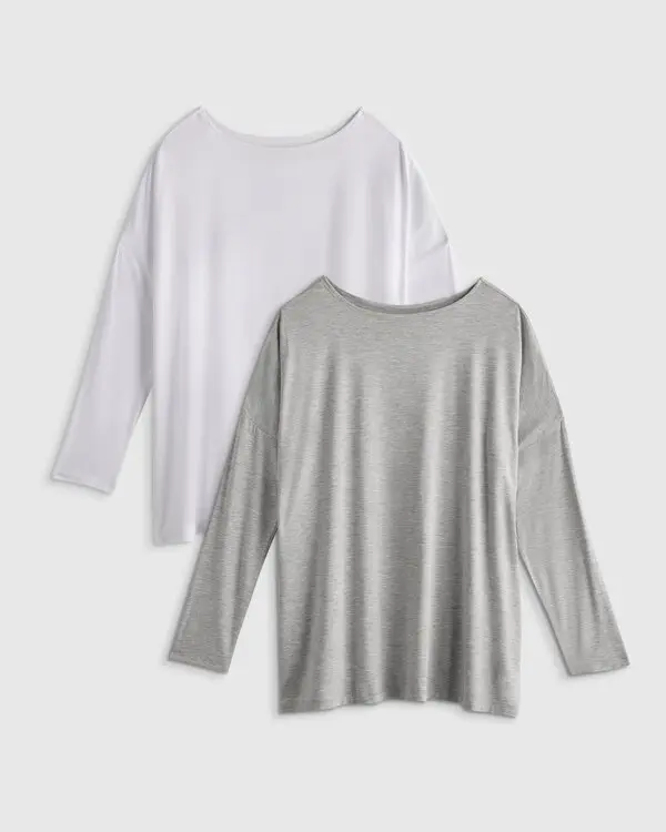Quince Reversible Quilted Pullover - White/grey