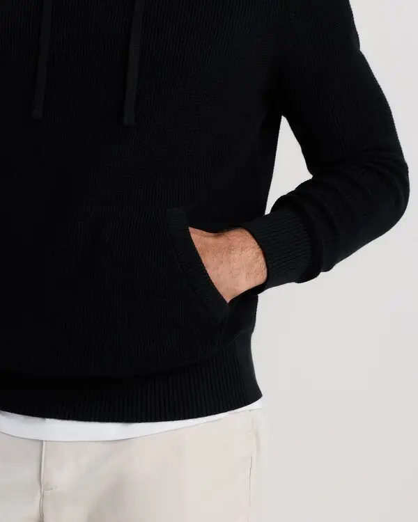Quince Cashmere Waffle Hoodie - Black