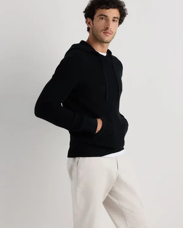 Quince Cashmere Waffle Hoodie - Black