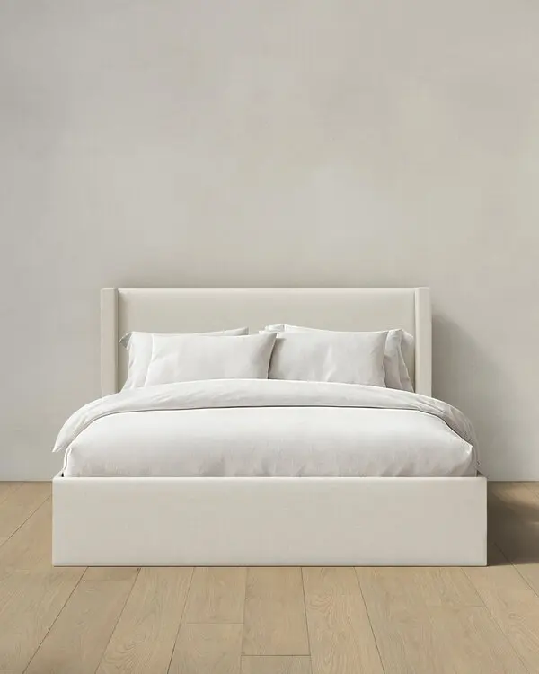 Quince Wingback Bed In Performance Linen Blend - Ivory