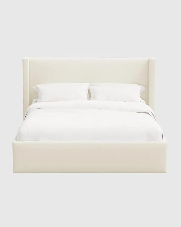 Quince Wingback Bed In Performance Linen Blend