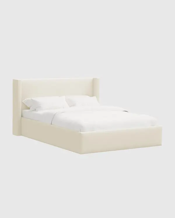 Quince Wingback Bed In Performance Linen Blend