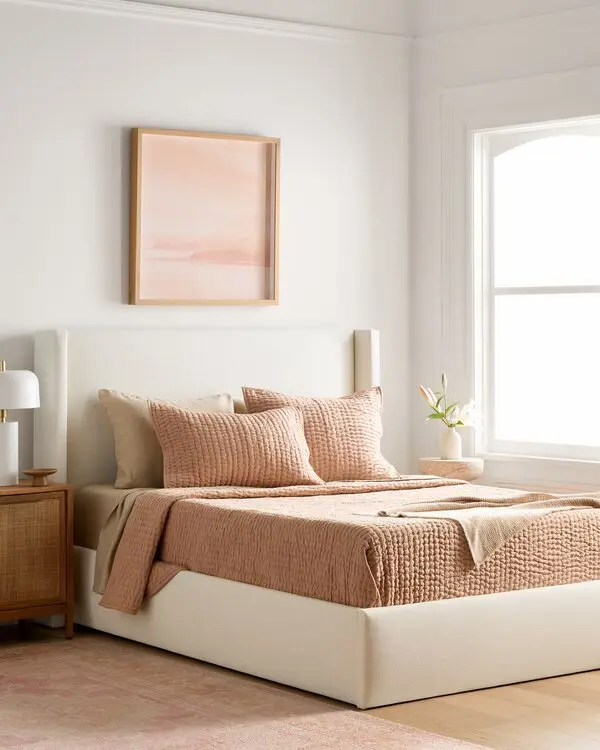 Quince Wingback Bed In Performance Linen Blend