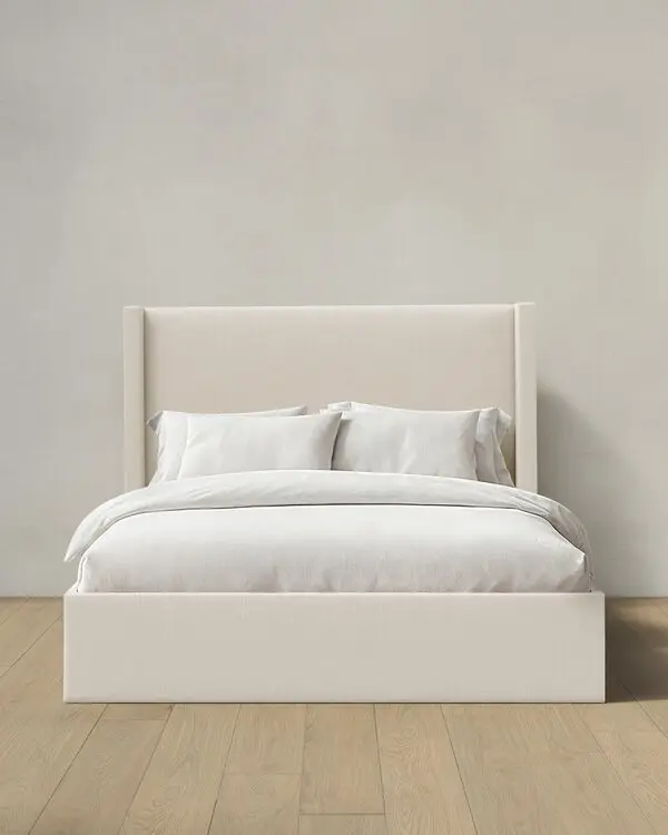Quince Wingback Bed In Performance Linen Blend - Ivory