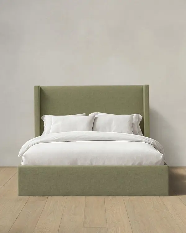 Quince Wingback Bed In Performance Linen Blend - Laurel