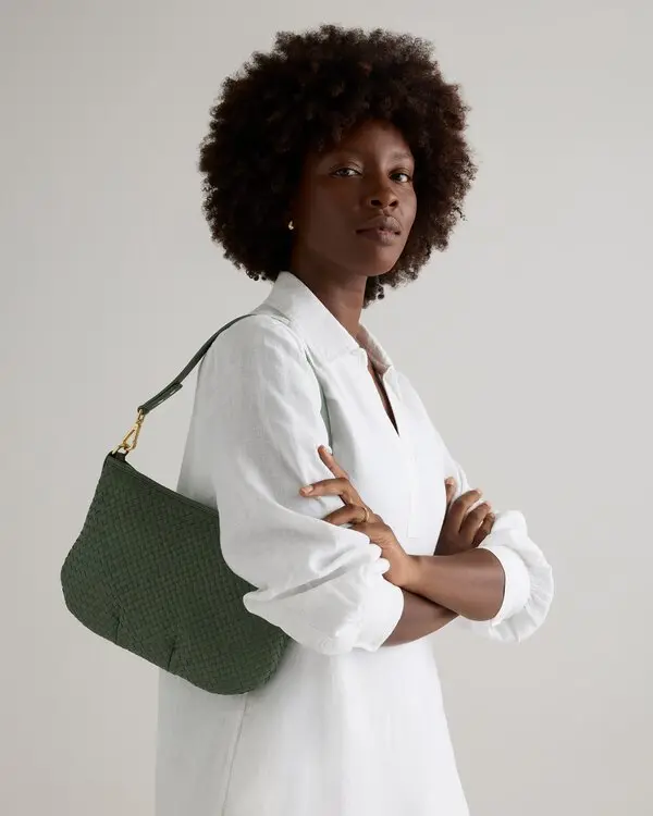 Quince Sloane Handwoven Mini Shoulder Bag - Sage