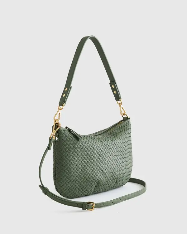 Quince Sloane Handwoven Mini Shoulder Bag - Sage