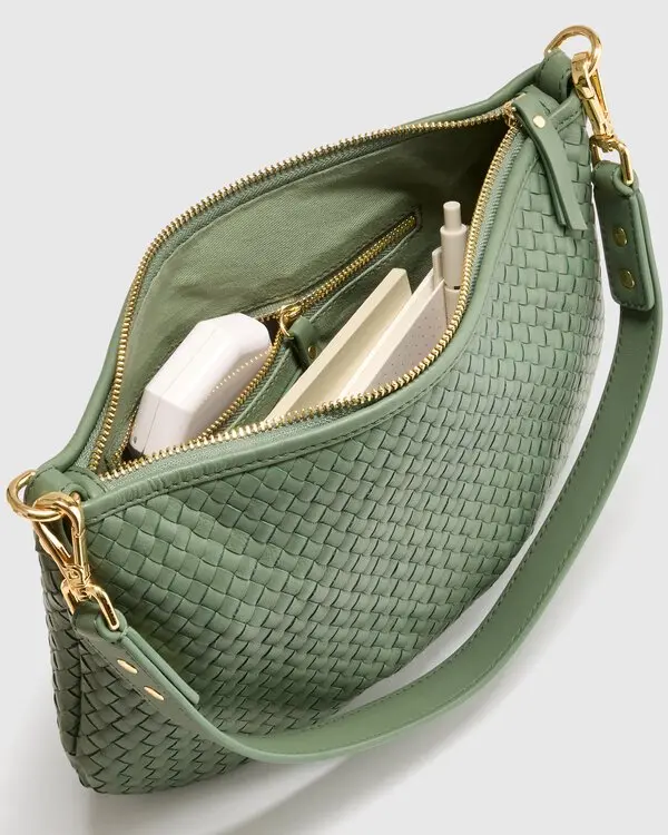 Quince Sloane Handwoven Mini Shoulder Bag - Sage