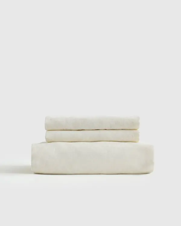 Quince European Linen Fitted Sheet Set - Ivory