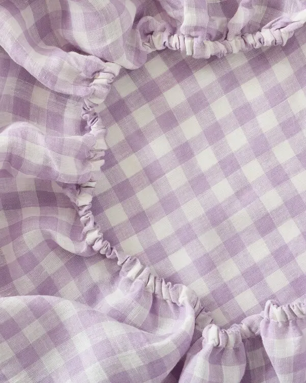 Quince European Linen Fitted Sheet Set - Lavender Gingham