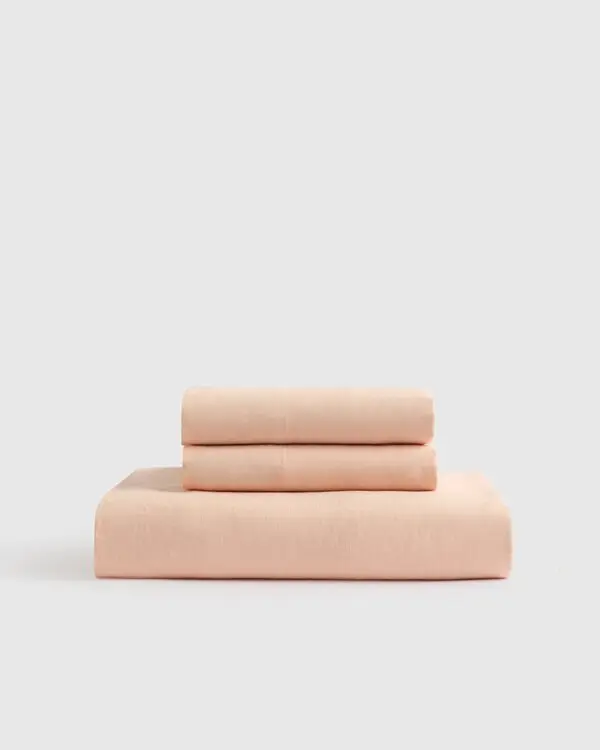 Quince European Linen Fitted Sheet Set - Peach