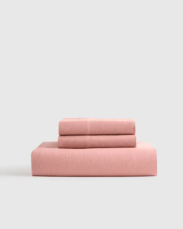 Quince European Linen Fitted Sheet Set - Rose