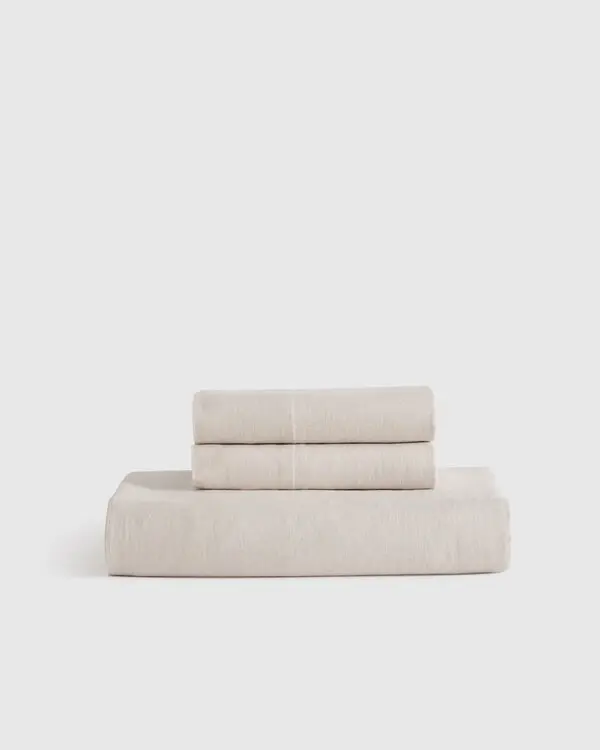 Quince European Linen Fitted Sheet Set - Sand