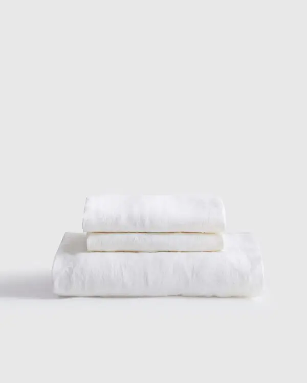 Quince European Linen Fitted Sheet Set - White