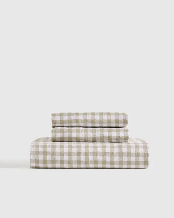 Quince European Linen Fitted Sheet Set - Willowleaf Gingham