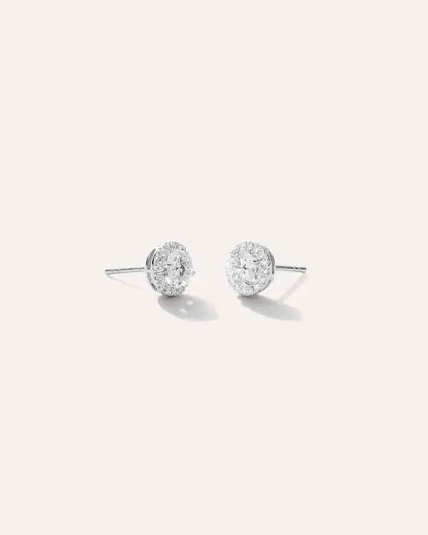 Quince 14k Gold Lab Grown Diamond Halo Stud Earrings - White Gold