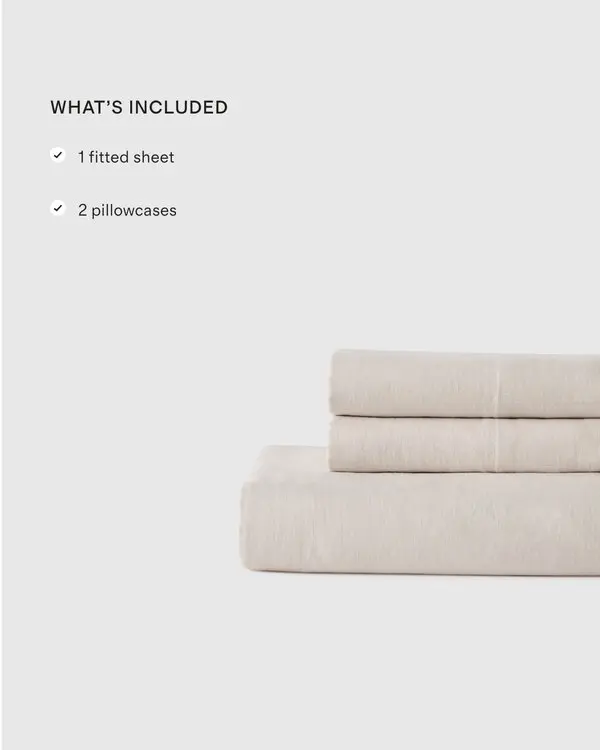 Quince European Linen Gingham Fitted Sheet Set - Olive