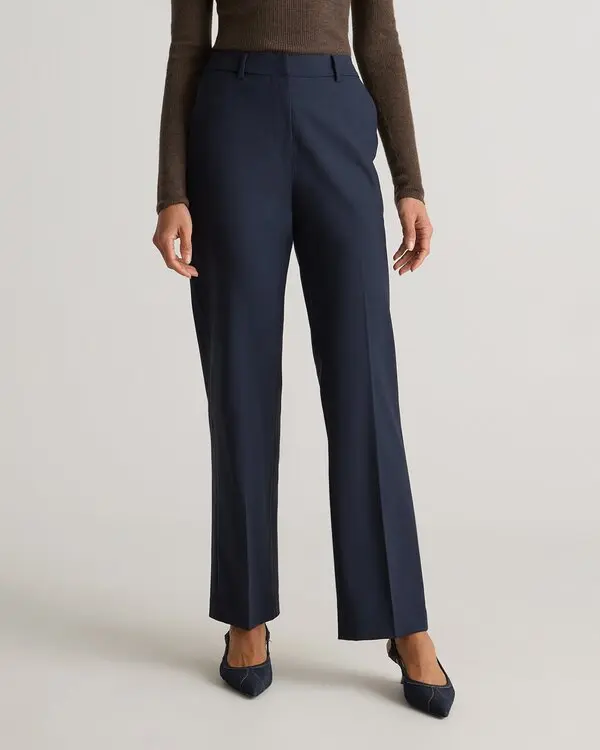 Quince Italian Wool Straight-leg Trousers - Navy