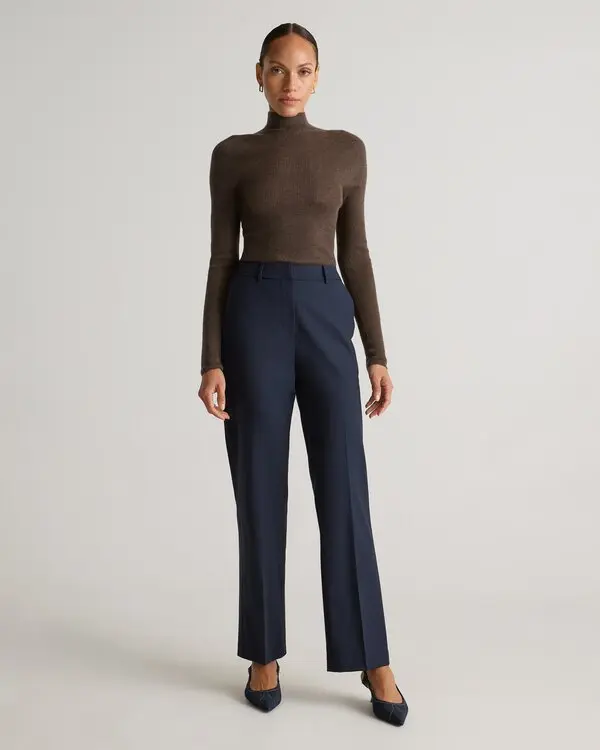 Quince Italian Wool Straight-leg Trousers - Navy