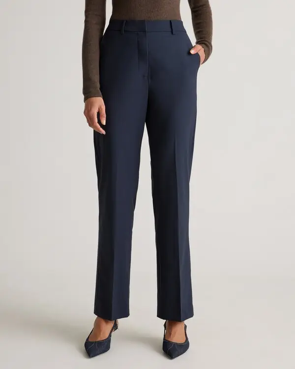 Quince Italian Wool Straight-leg Trousers - Navy
