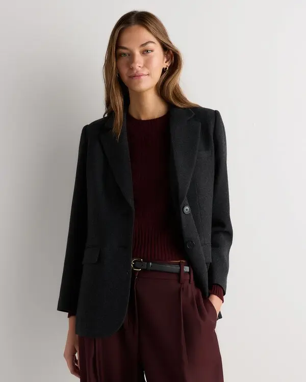 Quince Italian Wool Oversized Blazer - Textured Black