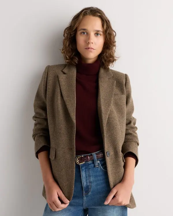 Quince Italian Wool Oversized Blazer - Textured Camel
