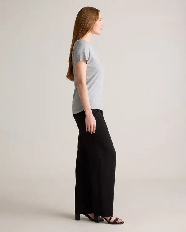 Quince Cotton Modal V-neck T-shirt - Heather Grey