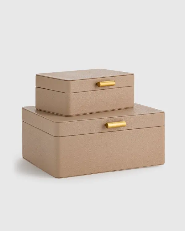 Quince Shagreen Leather Decorative Boxes - Blush