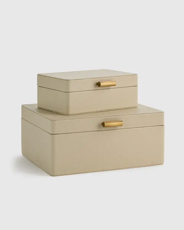 Quince Shagreen Leather Decorative Boxes - Cream