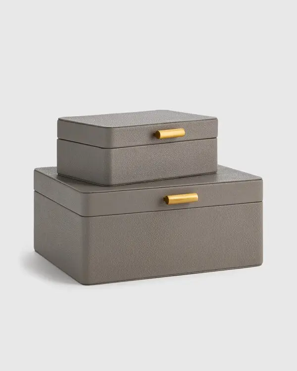 Quince Shagreen Leather Decorative Boxes - Grey