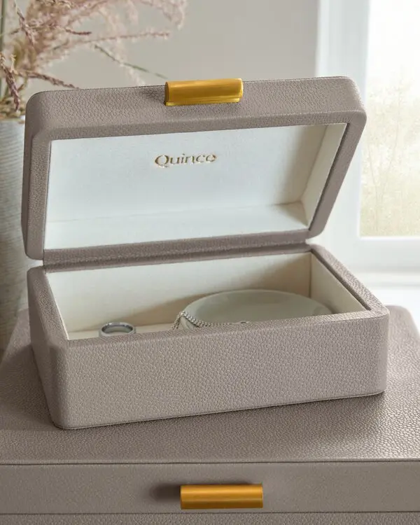 Quince Shagreen Leather Decorative Boxes - Grey