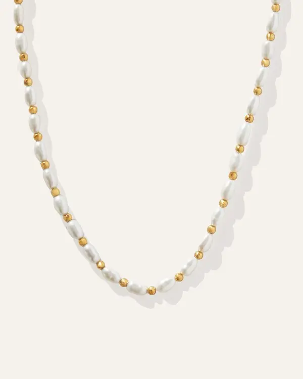 Quince Seed Pearl Beaded Necklace - Gold Vermeil