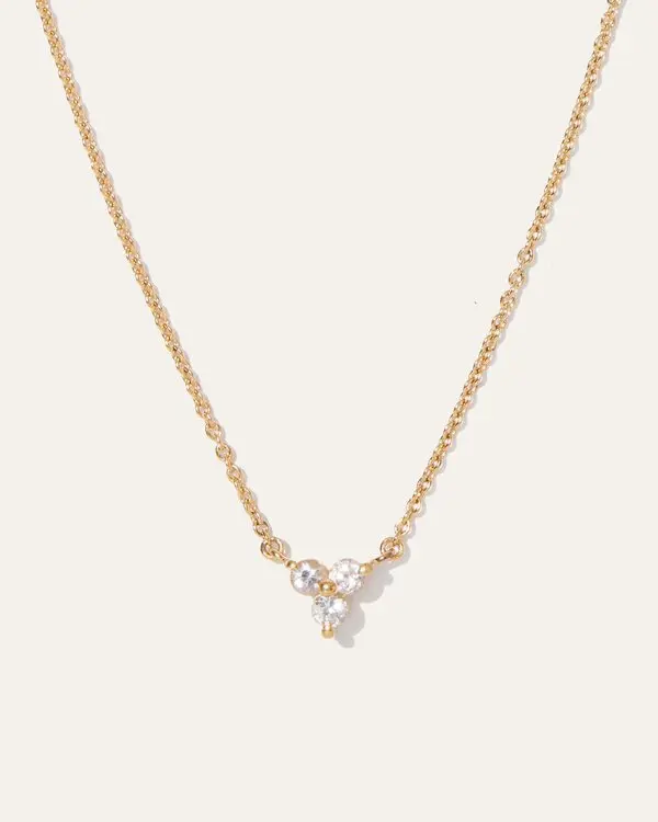 Quince White Sapphire Triad Necklace - Gold Vermeil