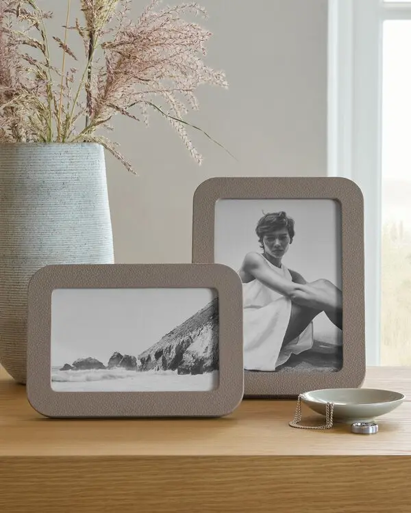 Quince Shagreen Leather Picture Frames - Grey
