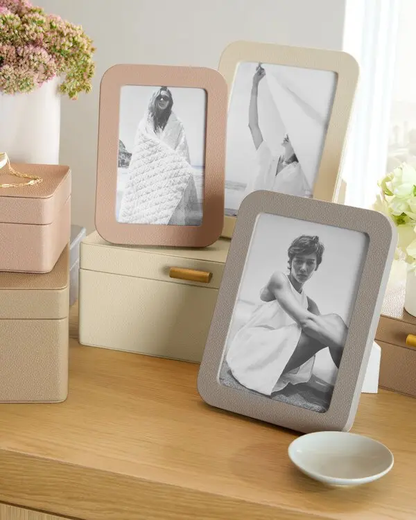 Quince Shagreen Leather Picture Frames - Grey