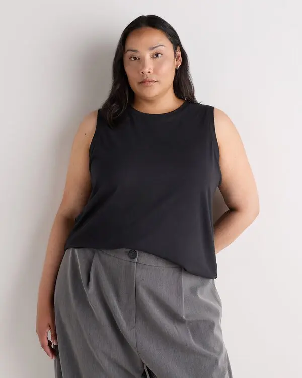 Quince Cotton Modal Muscle Tank Top - Black
