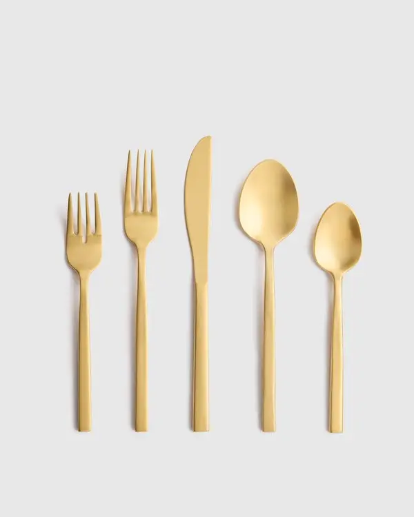 Quince Fortessa Arezzo 20 Piece Flatware Set - Brushed Gold