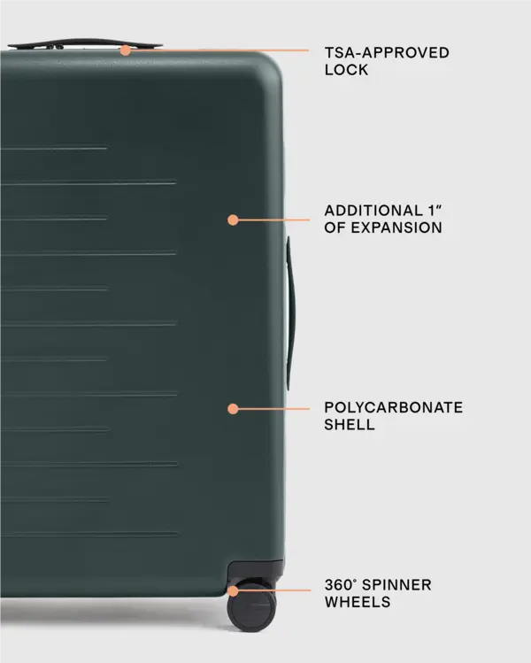 Quince Expandable Large Check-in Suitcase With Spinner Wheels And Tsa Lock - Dark Green