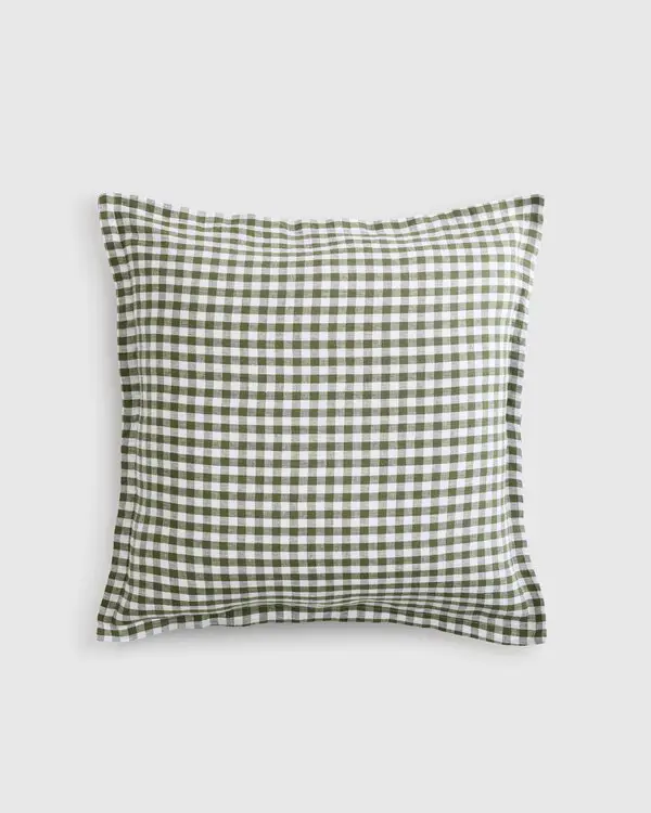 Quince European Linen Sham - Olive Gingham