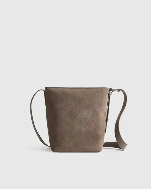 Quince Italian Suede Bucket Crossbody - Pebble