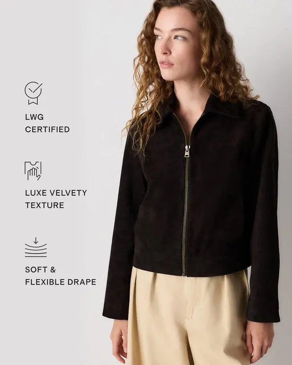Quince Suede Cropped Jacket - Charcoal Black