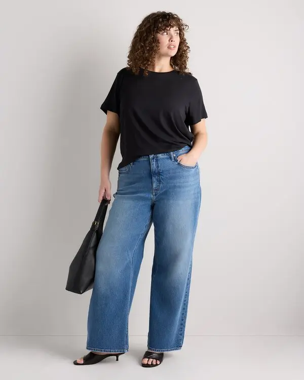 Quince Cotton Modal Crewneck Swing T-shirt - Black