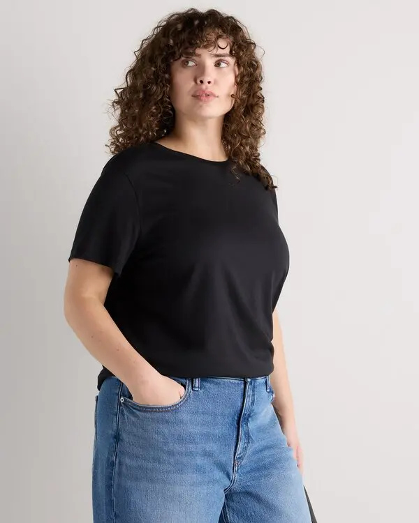 Quince Cotton Modal Crewneck Swing T-shirt - Black