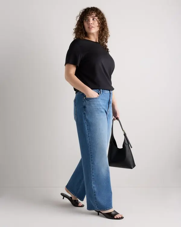 Quince Cotton Modal Crewneck Swing T-shirt - Black