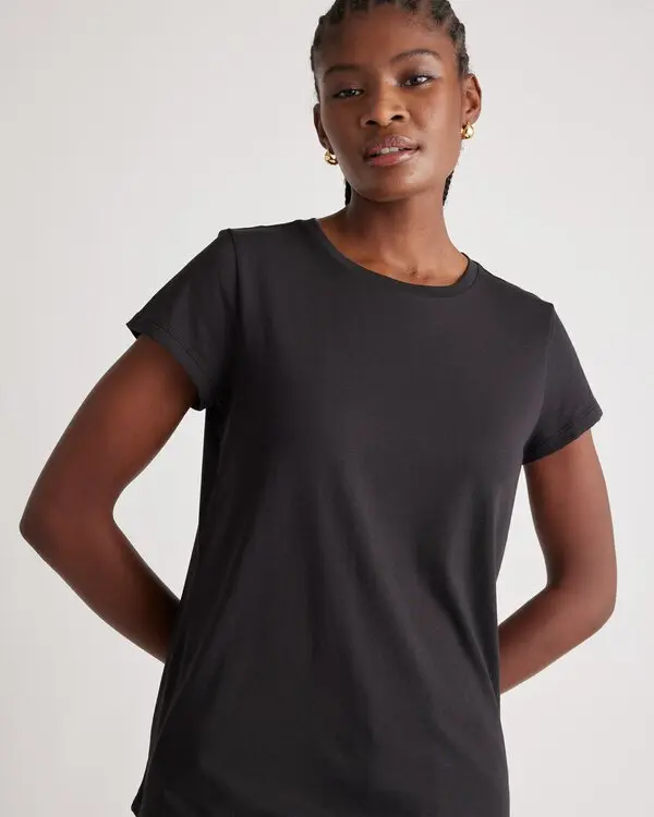 Quince Cotton Modal Crewneck Swing T-shirt - Black