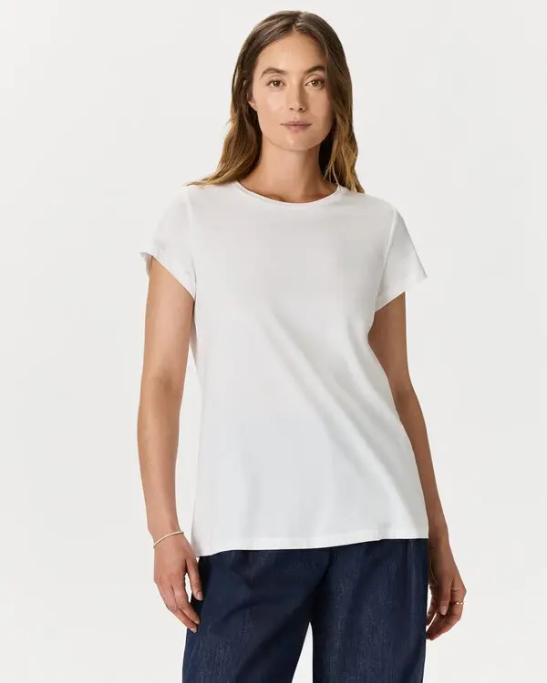 Quince Cotton Modal Crewneck Swing T-shirt - White