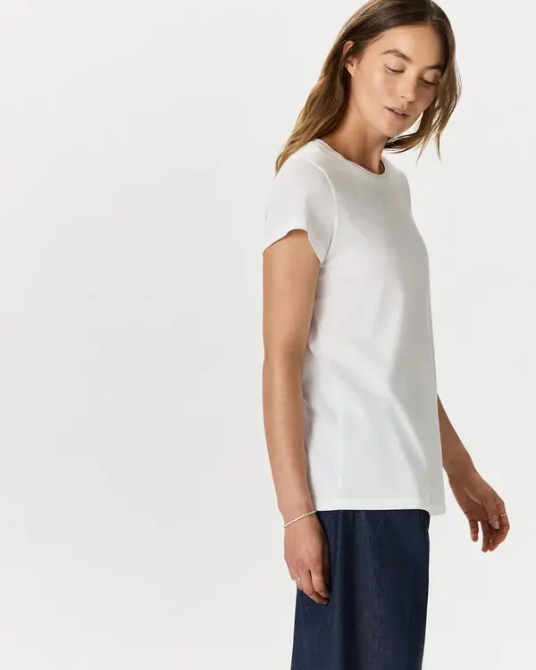 Quince Cotton Modal Crewneck Swing T-shirt - White