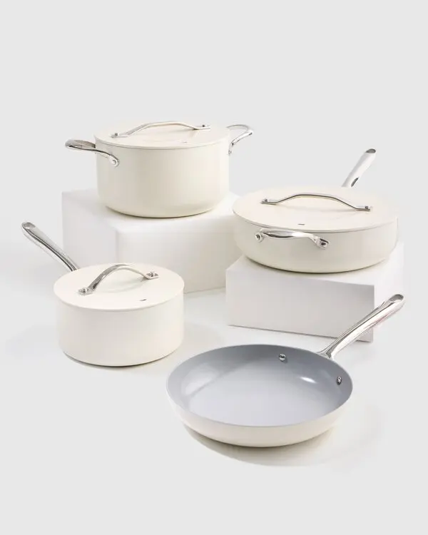 Quince Ceramic Nonstick 7pc Cookware Set - Ivory